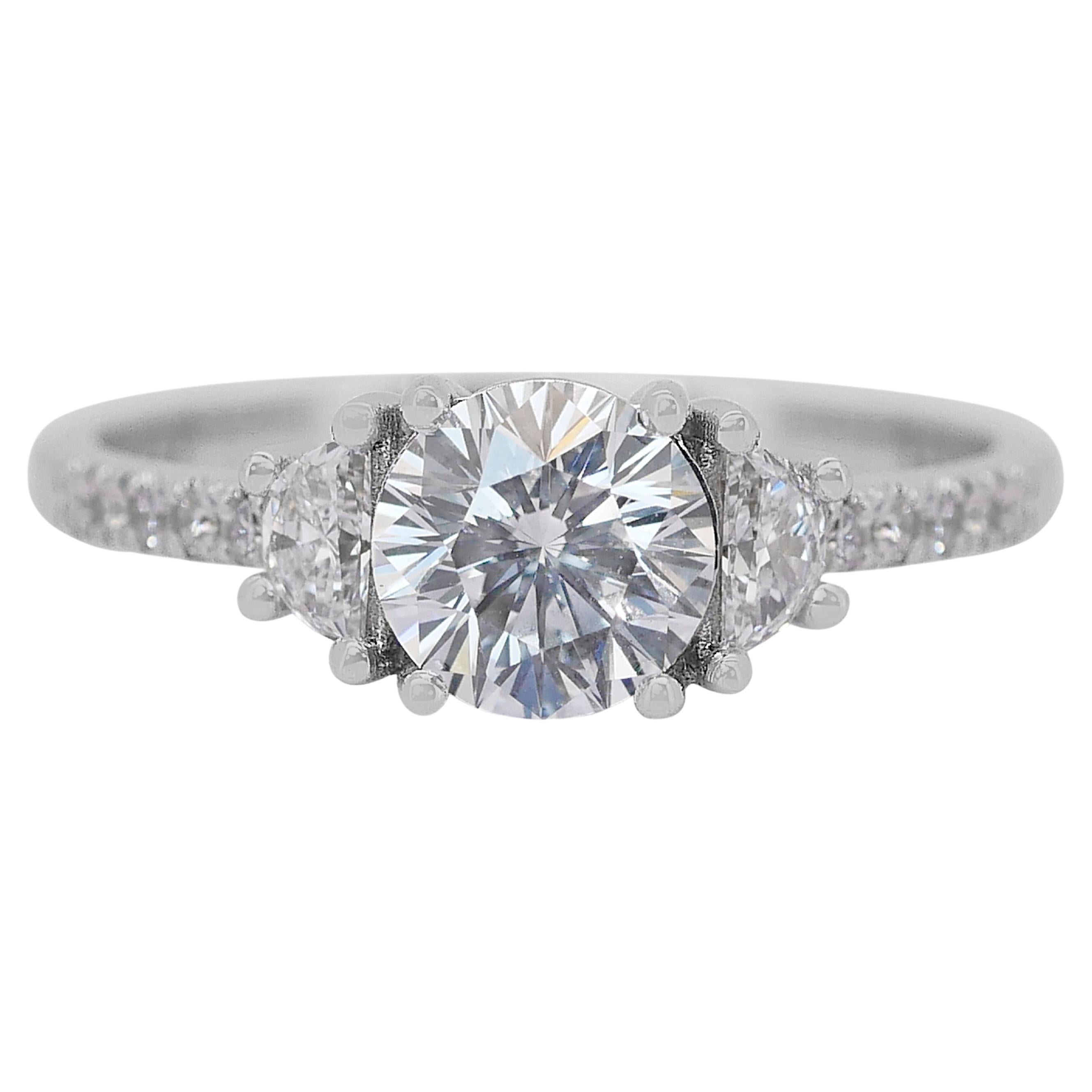 GIA Certified 1.29ct Diamond Sapphire Halo Engagement Ring For Sale at 1stDibs