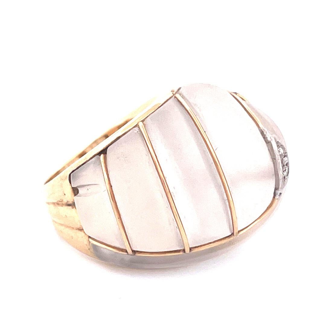 Elegant 14k Yellow Gold Rock Crystal Ring For Sale at 1stDibs