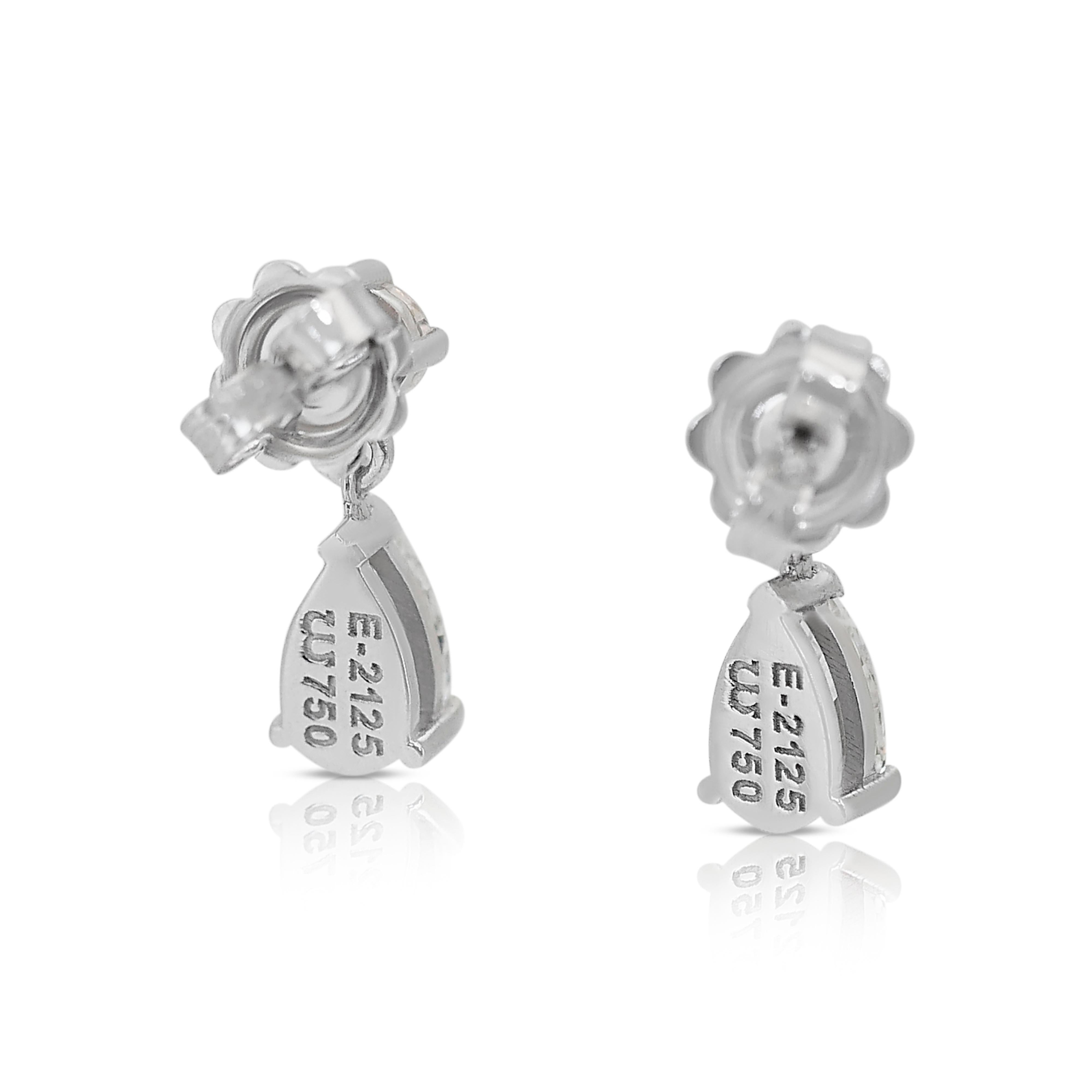 Elegant 1.57ct Diamonds Drop Earrings in 18k White Gold - GIA Certified ...