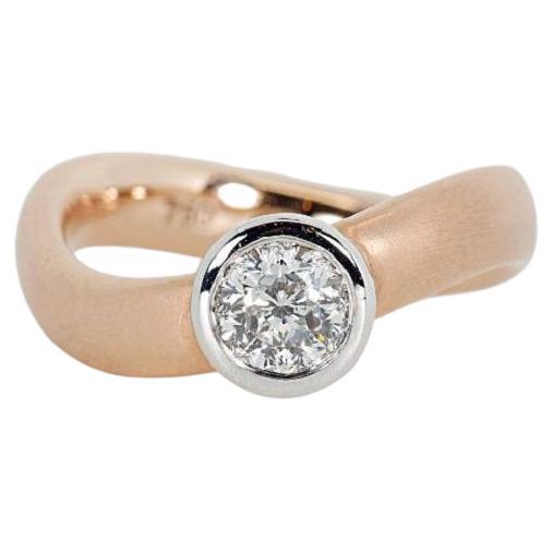 Elegant 18k White Gold Dome Ring W/ 1.45 Ct Natural Diamonds, IGI Certificate For Sale at 1stDibs