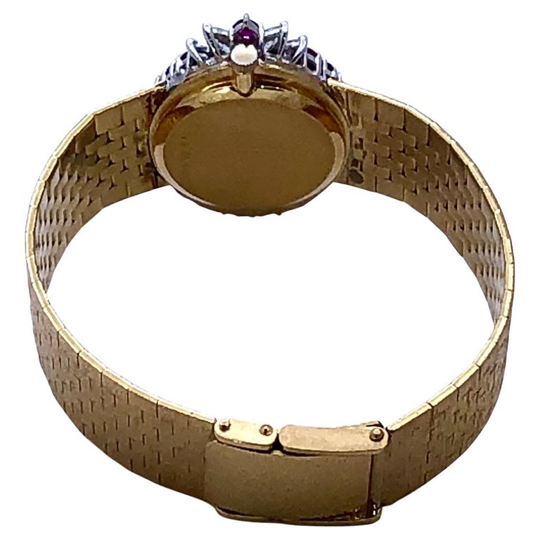 Elegant 18k Vintage Bueche-Girod Ruby and Diamond Wrist Watch For Sale ...