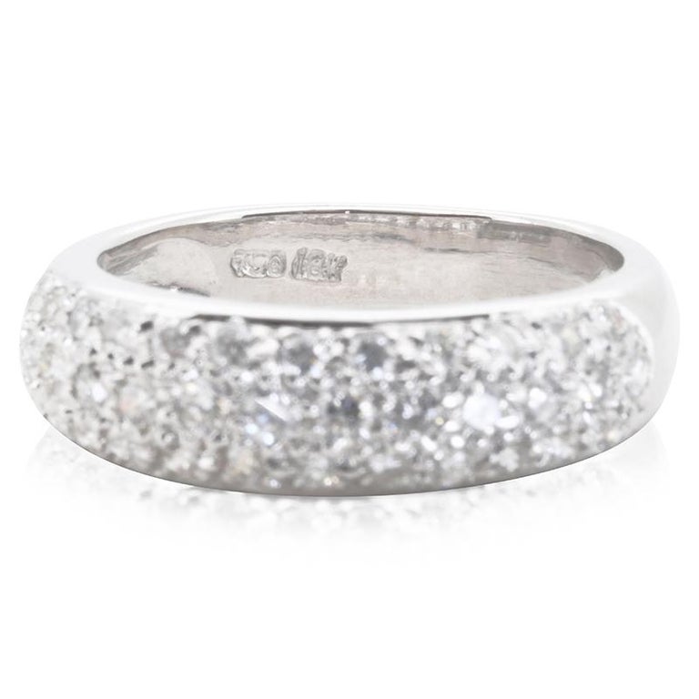 Elegant 18k White Gold Pave Band Ring with 0.57 carat Natural Diamonds ...