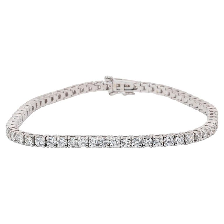 Elegant 18k White Gold Tennis Bracelet, 5.0 Ct Natural Diamonds IGI Certificate at 1stDibs