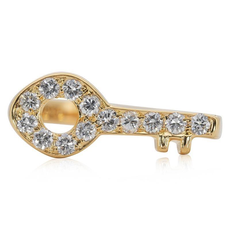 Elegant 18K Yellow Gold Ring with 0.33 ct Natural Diamonds For Sale at ...