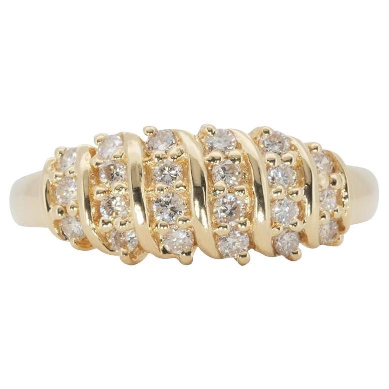 Elegant 18K Yellow Gold Diamond Ring with 0.60 ct Natural Diamonds For ...