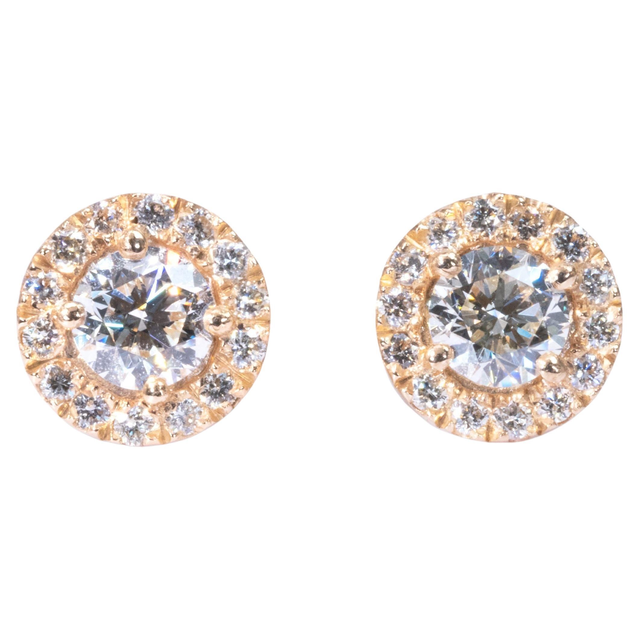 Stunning 18k Yellow Gold Stud Earrings with 2.02ct Natural Diamonds IGI ...