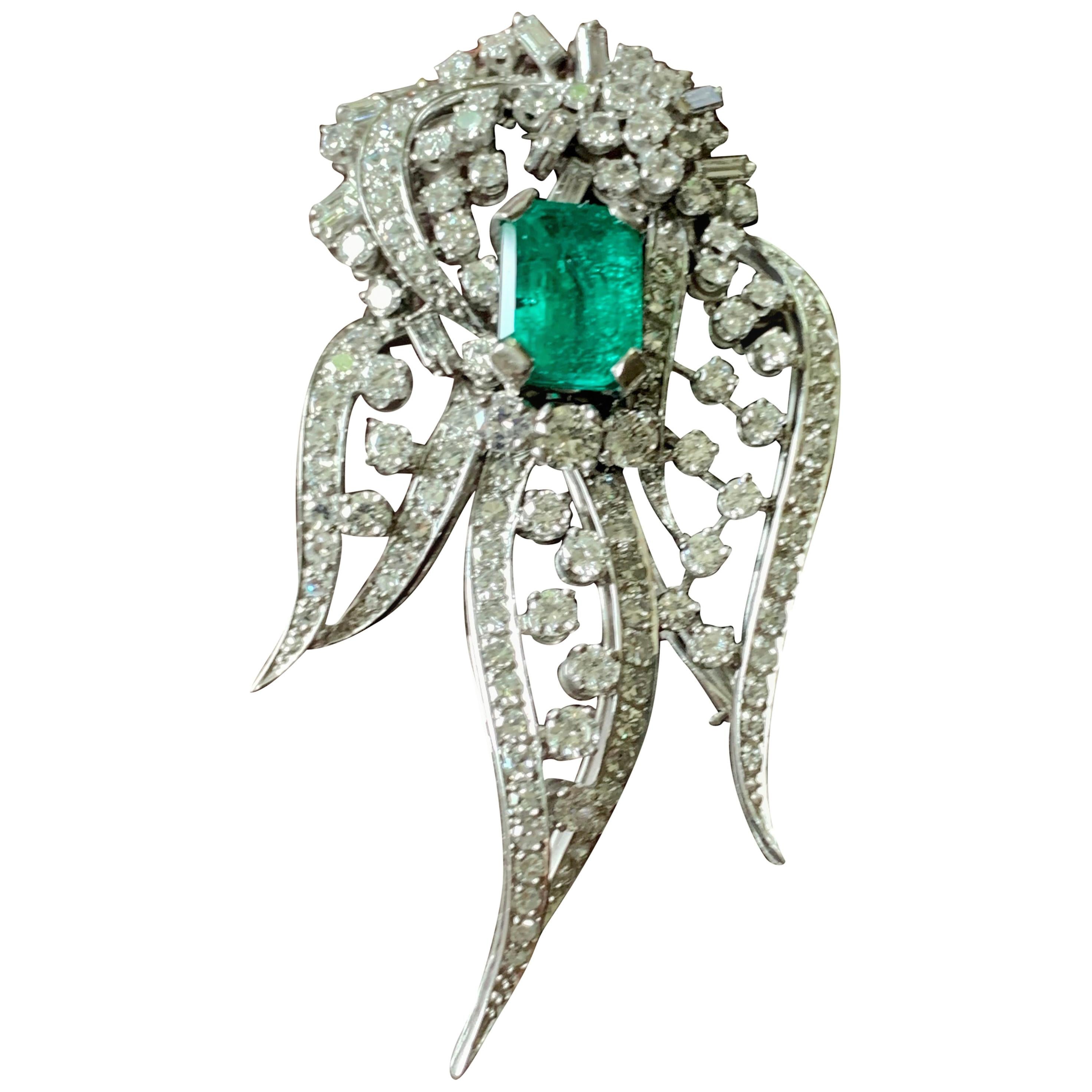 Vintage Platinum and Diamond Brooch For Sale at 1stDibs