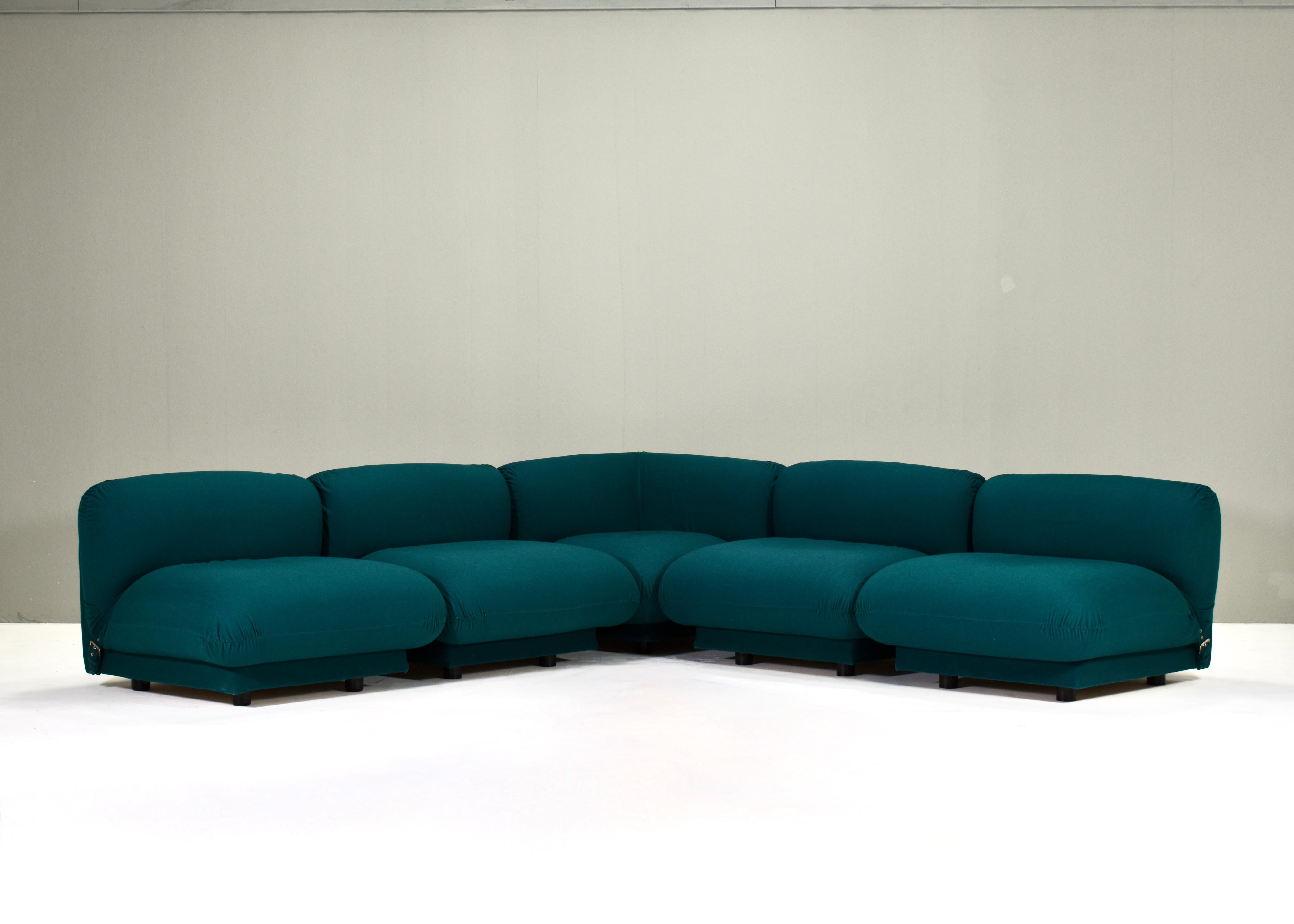 Elegant 1970's Italian sectional sofa in original green felt - Italy ...