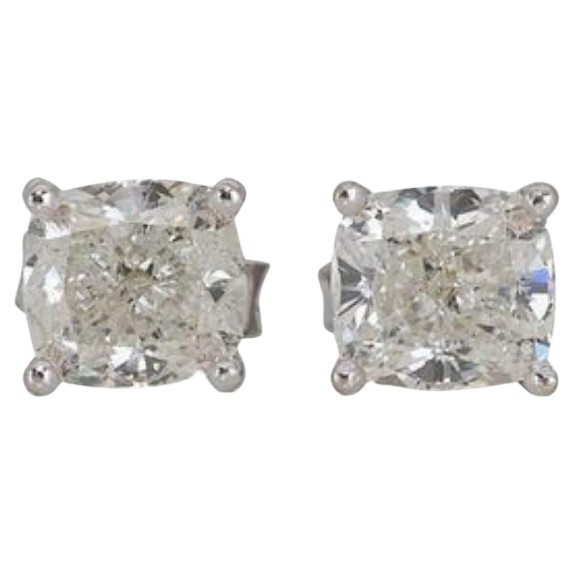 Sparkling Solitaire Stud Diamond Earrings set in 18K White Gold For ...