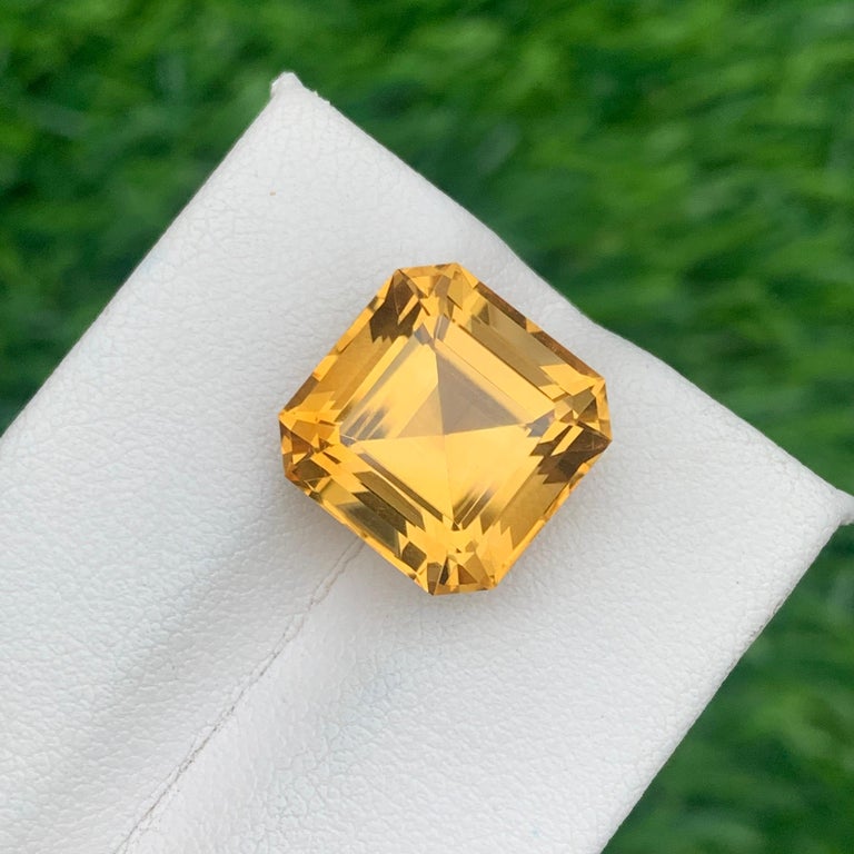 Elegant 9.80 Carat Perfect Square Asscher Cut Citrine Loose Gemstone ...