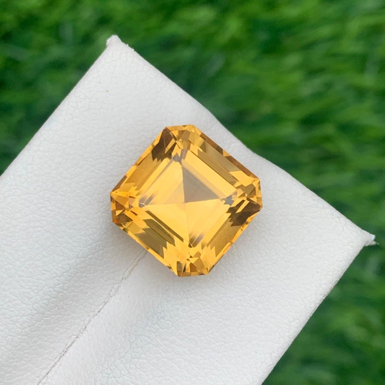 Elegant 9.80 Carat Perfect Square Asscher Cut Citrine Loose Gemstone ...