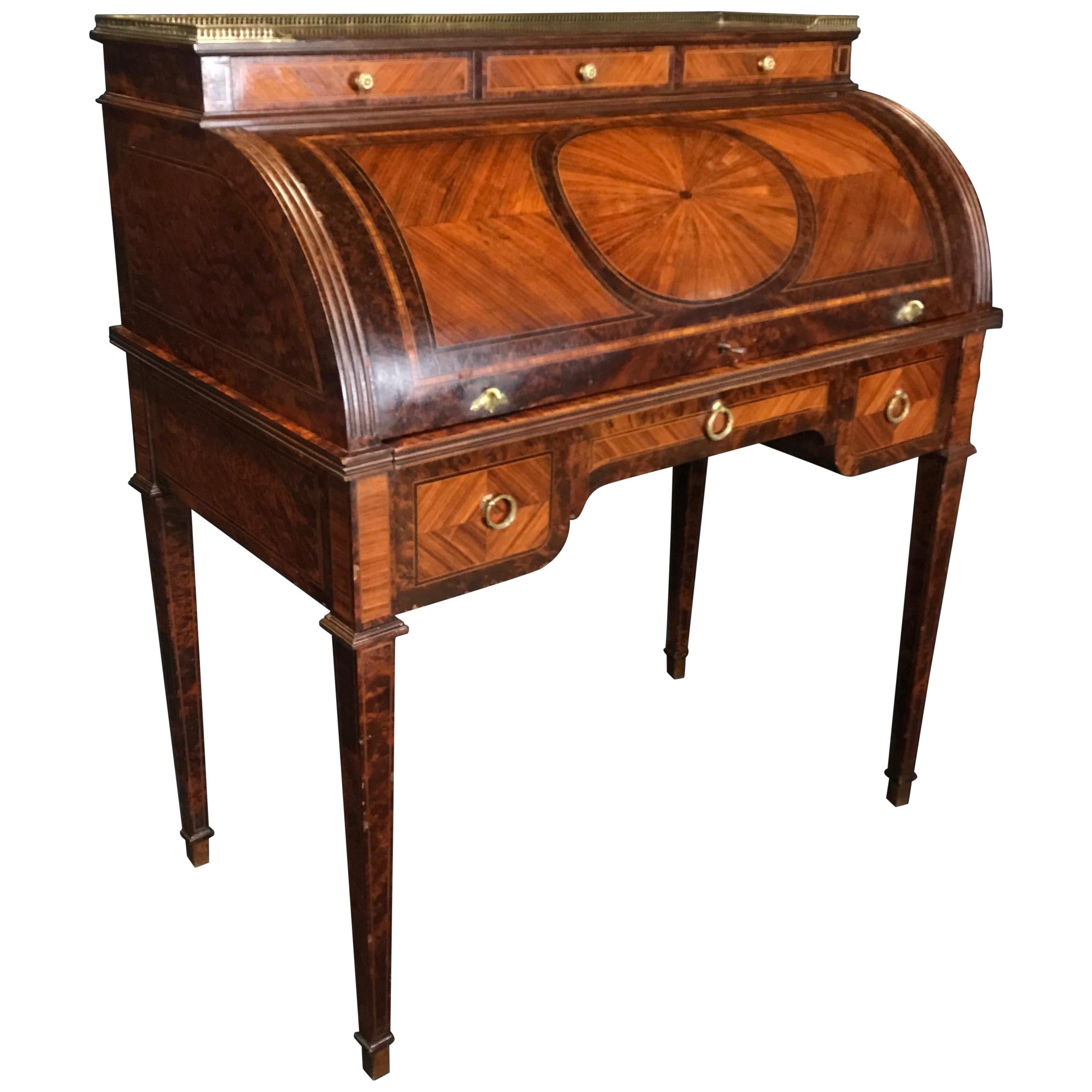 Elegant Antique Late 19th Century Louis XVI Cylinder Bureau Writing ...