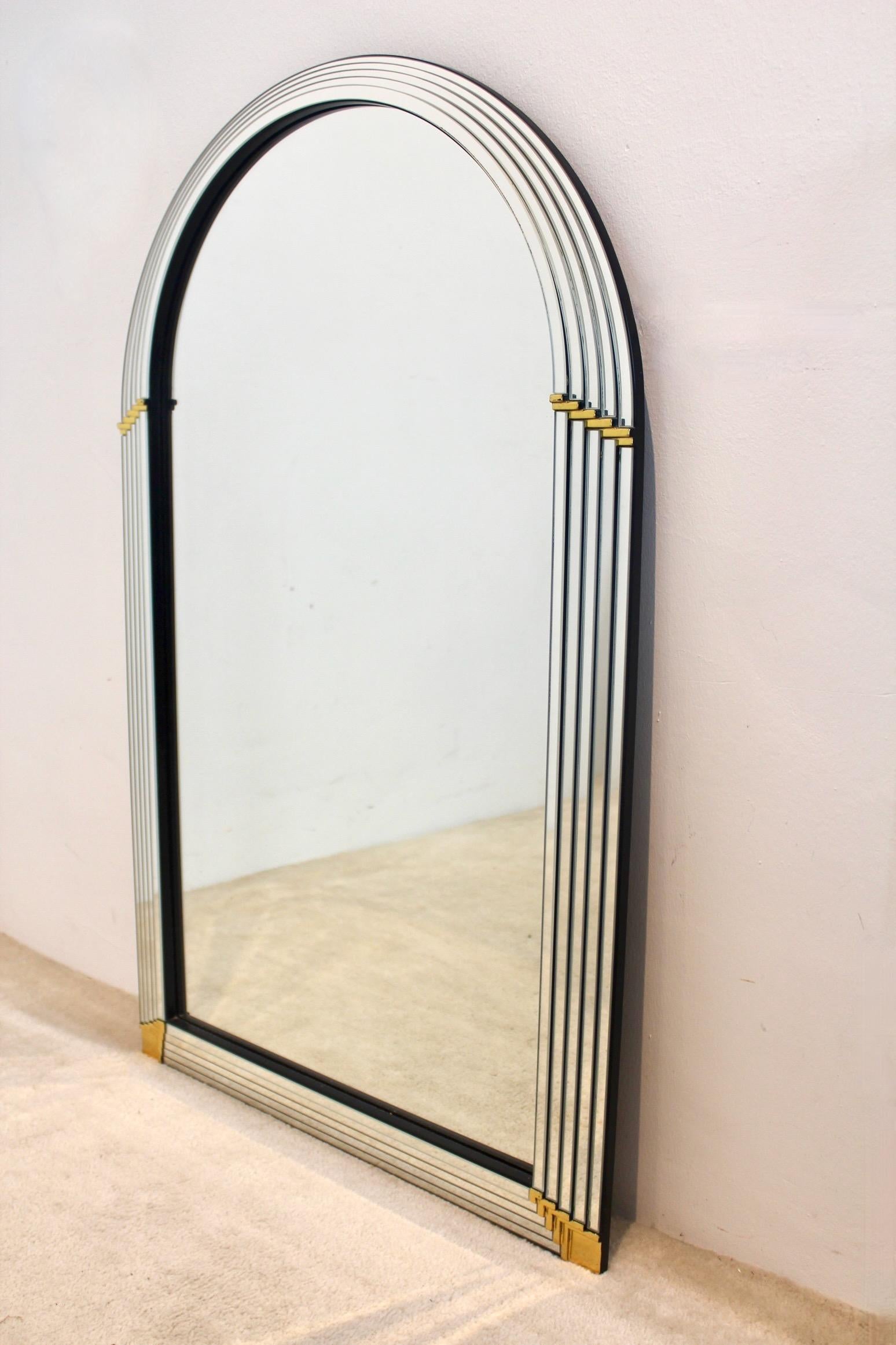 Elegant Arch Layered Mirror with Brass Accents by Deknudt Belgium For ...