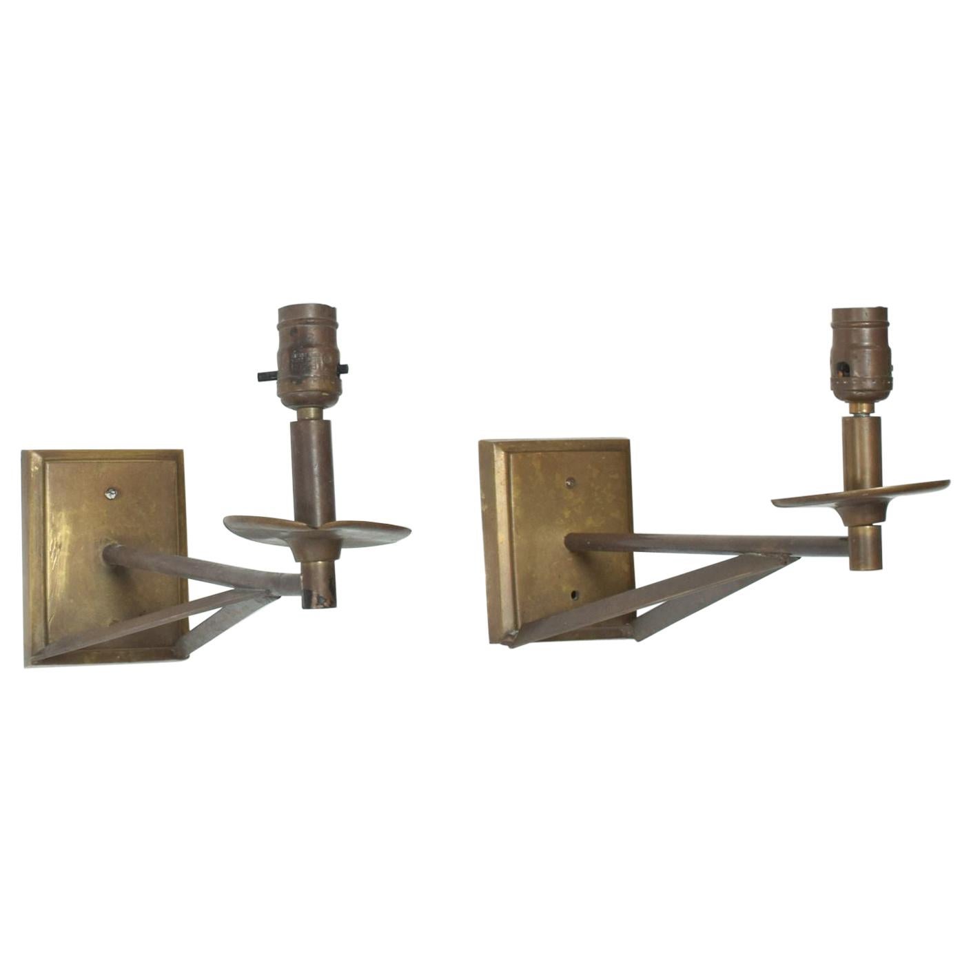 Wonderful Set 4 Modern Ruhlmann Double Arm Bronze Wall Sconce Visual ...