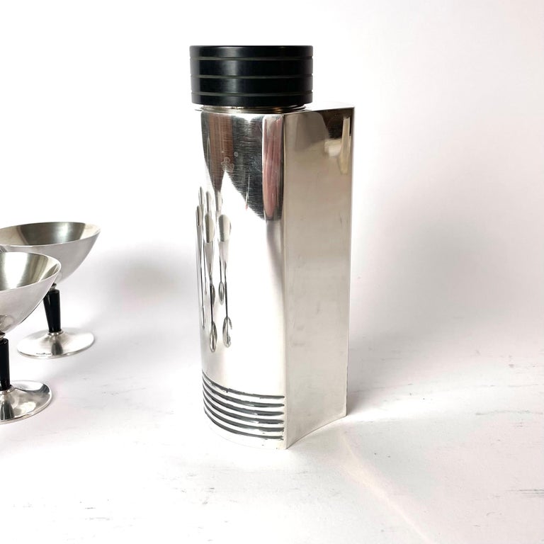 Elegant Art Deco Cocktail Set by Folke Arström, Silver Plate and ...
