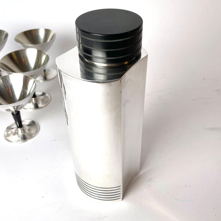 Elegant Art Deco Cocktail Set by Folke Arström, Silver Plate and ...