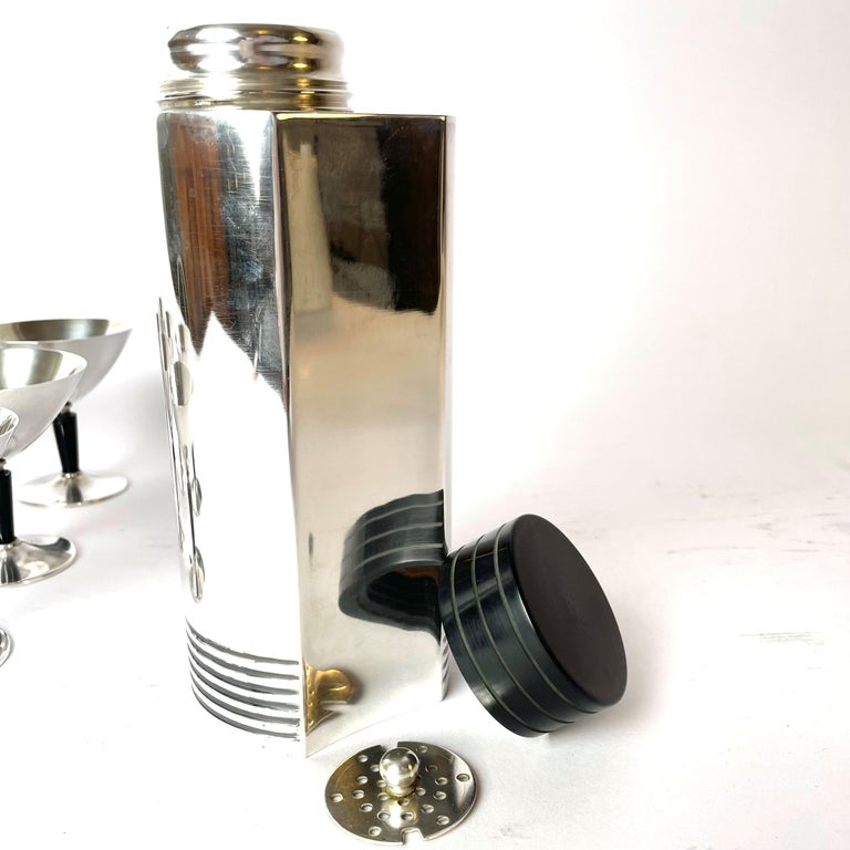 Elegant Art Deco Cocktail Set by Folke Arström, Silver Plate and ...