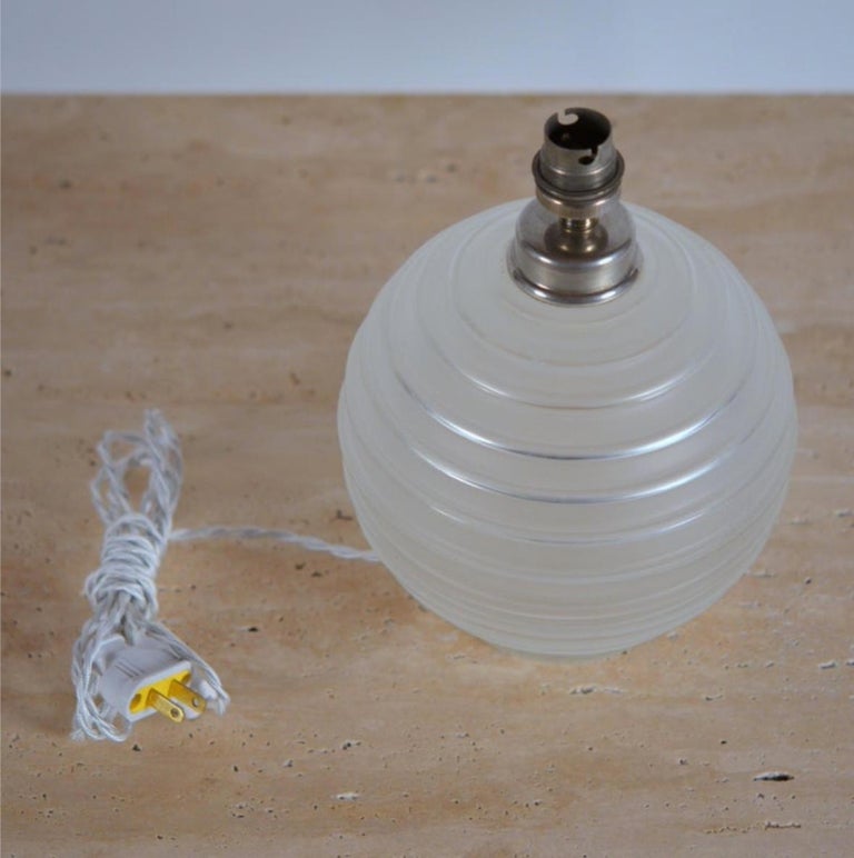 Elegant Art Deco Ribbed Glass Table Lamp by George Leleu For Sale at ...
