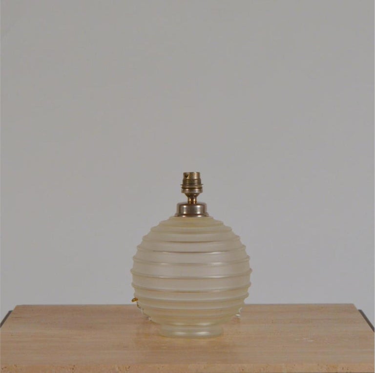 Elegant Art Deco Ribbed Glass Table Lamp by George Leleu For Sale at ...