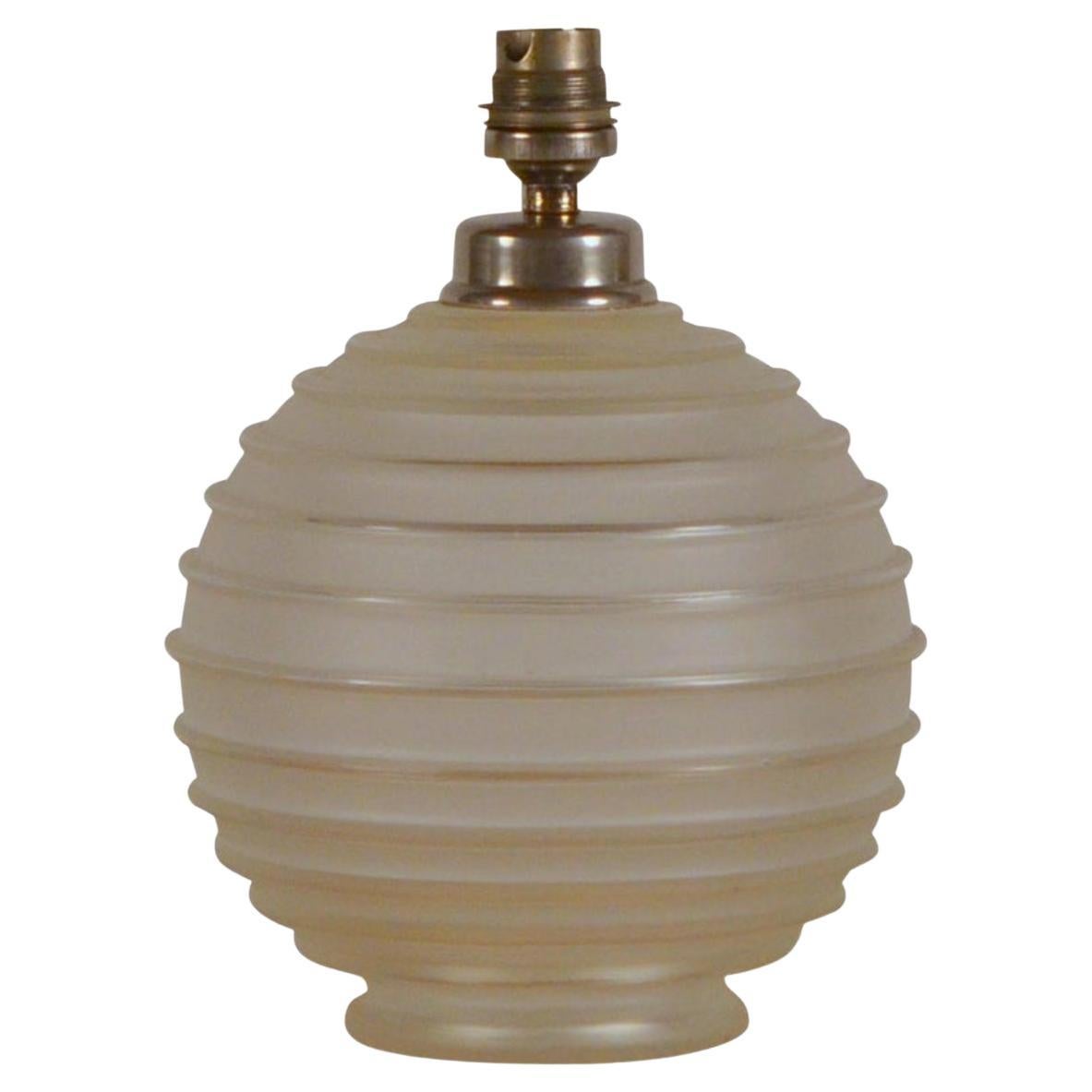 Elegant Art Deco Ribbed Glass Table Lamp by George Leleu For Sale at ...