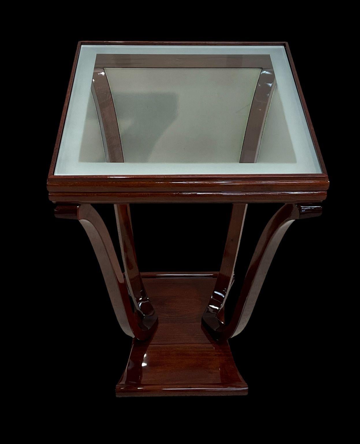 Elegant Art Deco Swooping Leg Glass Top Side Table Circa American 1930 ...