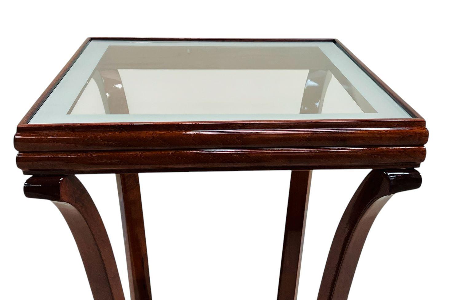 Elegant Art Deco Swooping Leg Glass Top Side Table Circa American 1930 ...