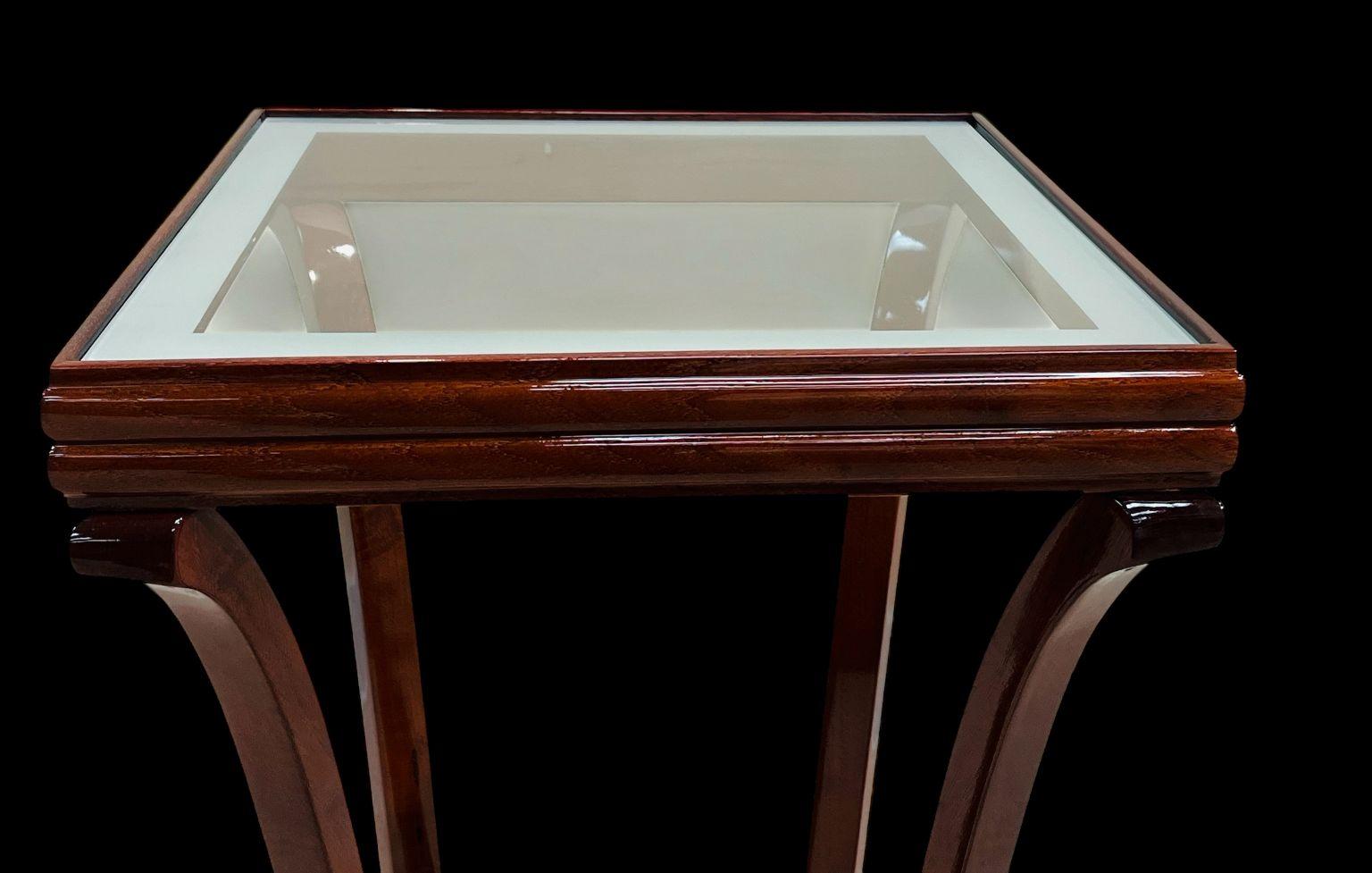 Elegant Art Deco Swooping Leg Glass Top Side Table Circa American 1930 ...