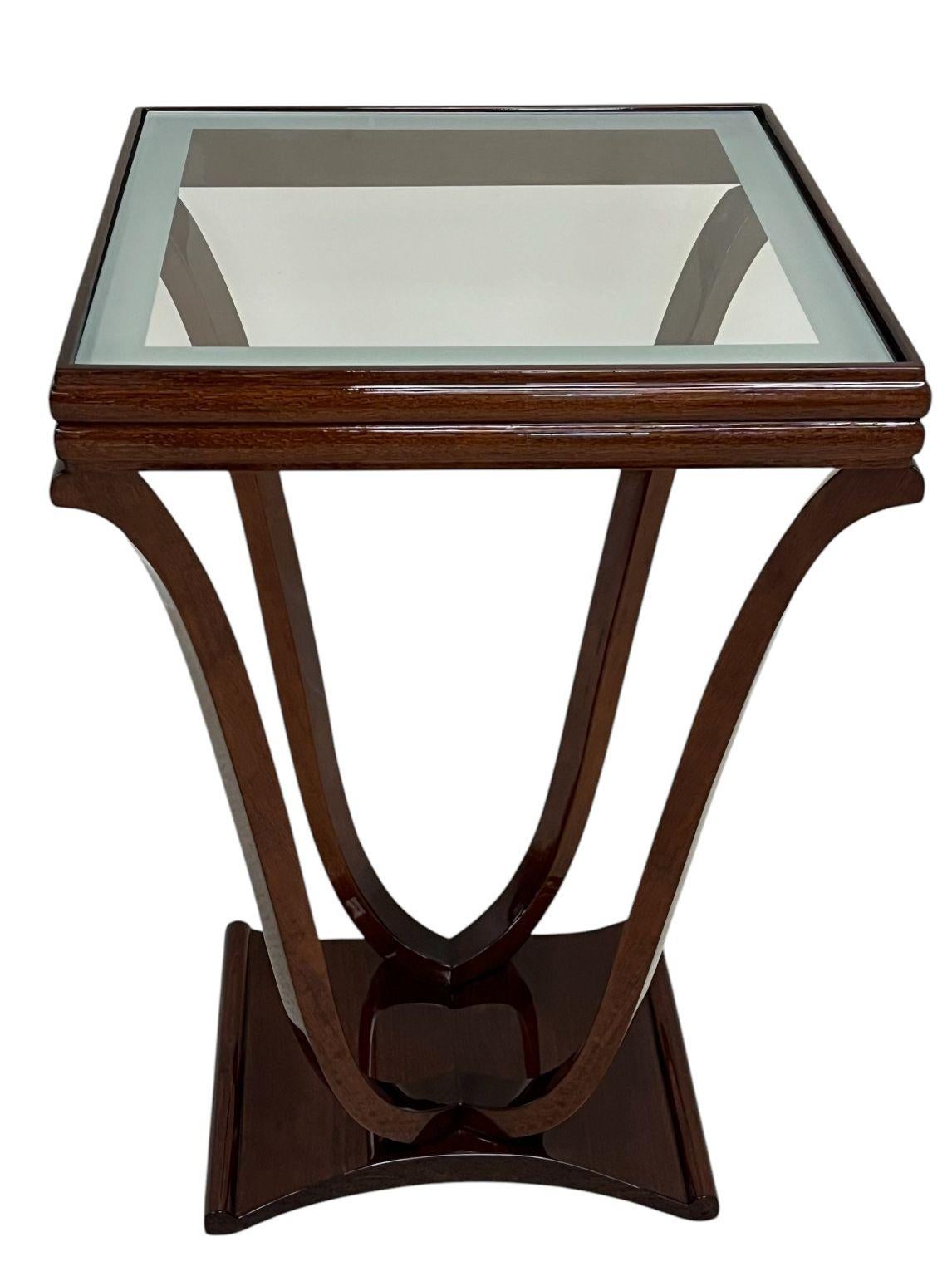 Elegant Art Deco Swooping Leg Glass Top Side Table Circa American 1930 ...