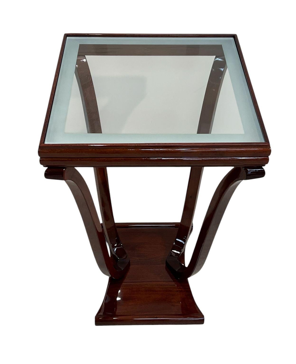 Elegant Art Deco Swooping Leg Glass Top Side Table Circa American 1930 ...