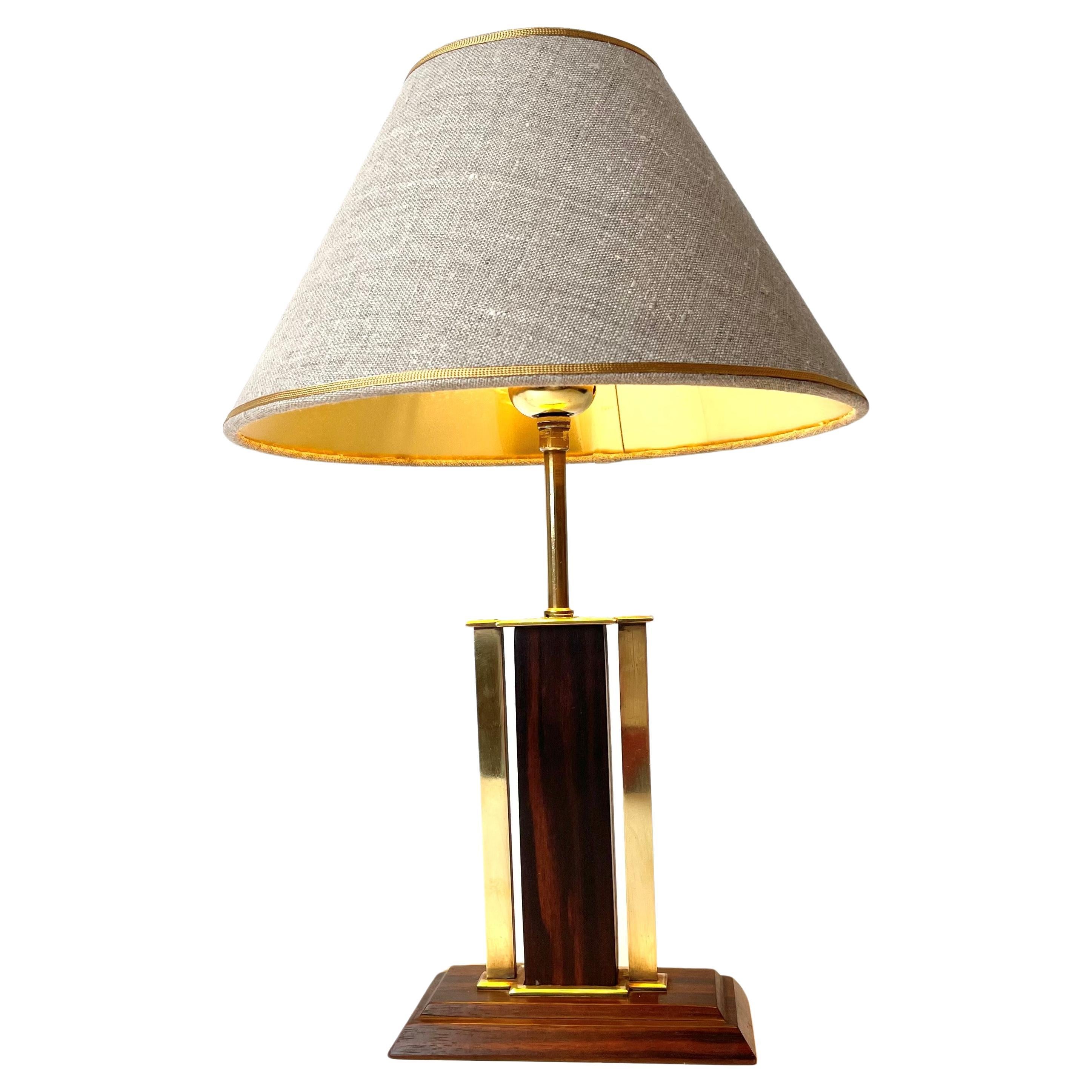 Art Deco Table Lamp Gold Metal and Crystal Details For Sale at 1stDibs