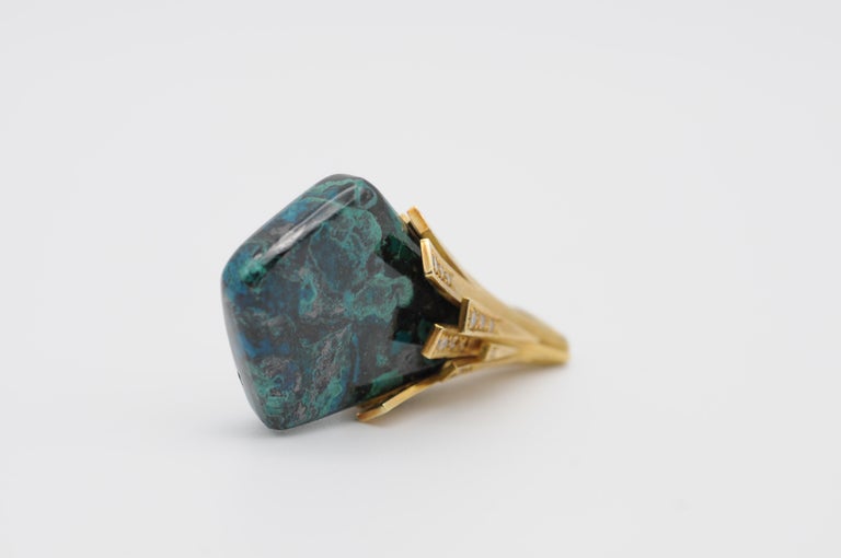 Elegant Azurite / Malachite Pendant, 18k Yellow Gold with Yellow ...