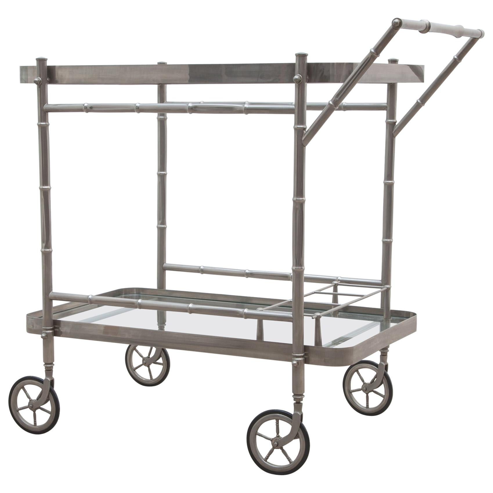 Design Institute of America Brass and Satin Chrome Bar Cart by Milo ...