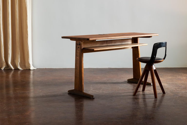Elegant Belgian Oak Student Desk, 1950s at 1stDibs