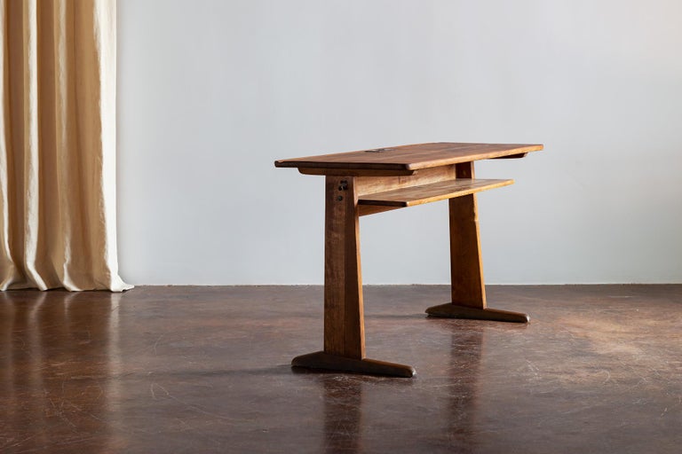 Elegant Belgian Oak Student Desk, 1950s at 1stDibs