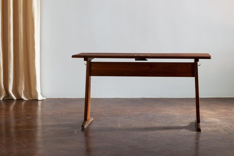 Elegant Belgian Oak Student Desk, 1950s at 1stDibs