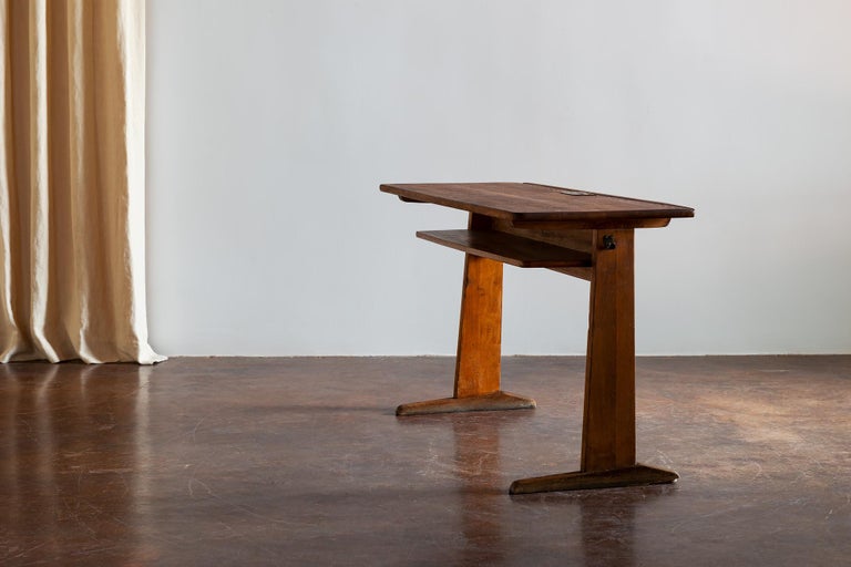 Elegant Belgian Oak Student Desk, 1950s at 1stDibs