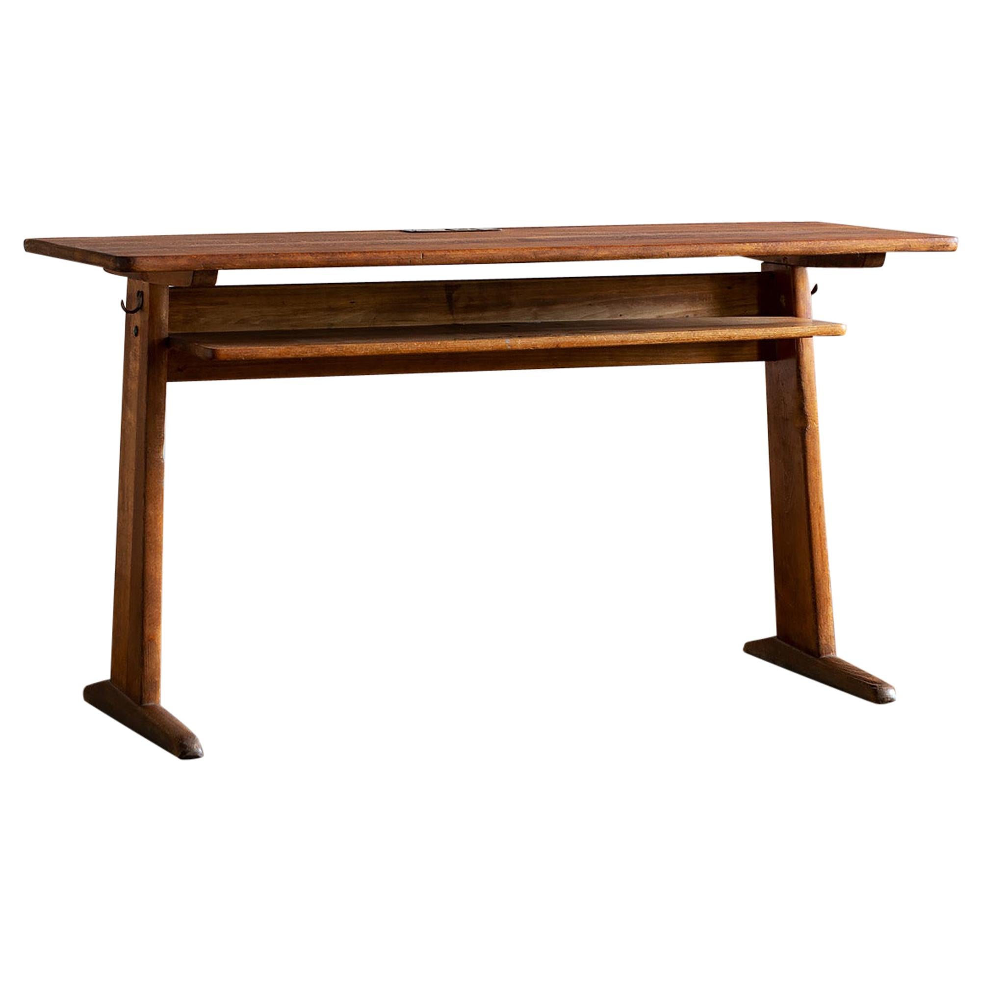 Elegant Belgian Oak Student Desk, 1950s at 1stDibs