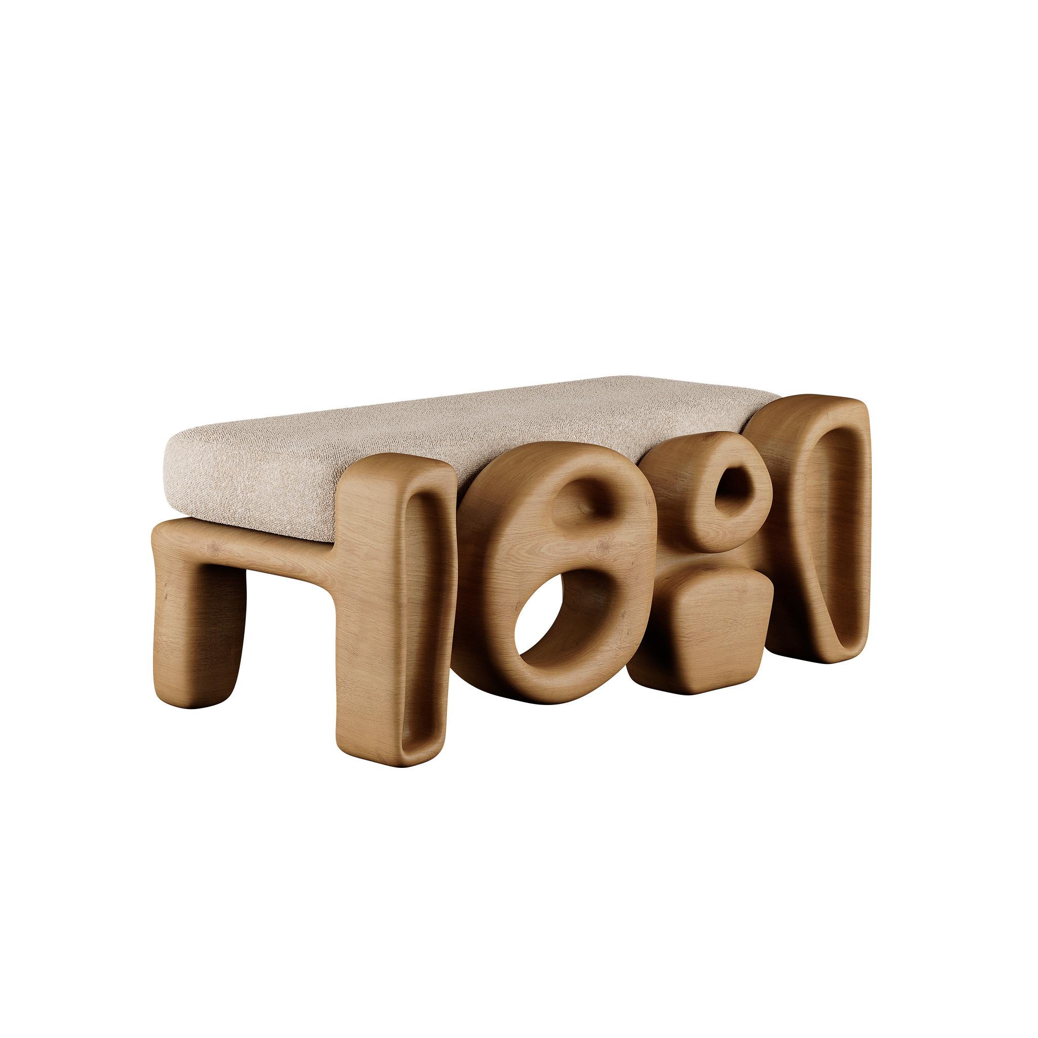 Elegant Bouclé and Ash Wood Depok Bench For Sale at 1stDibs