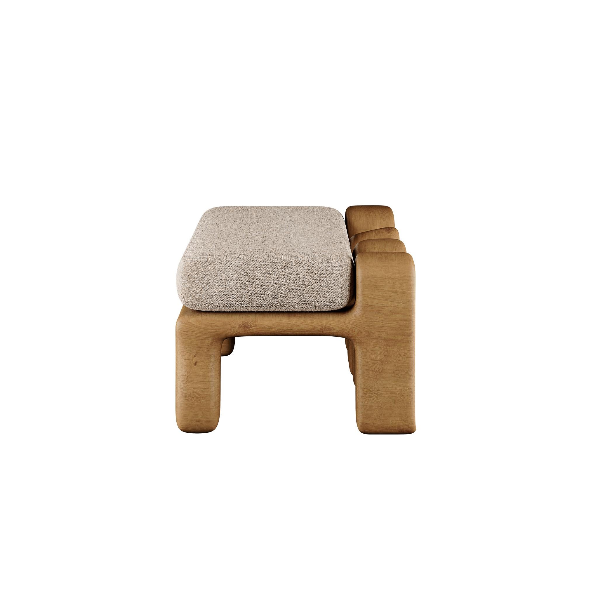 Elegant Bouclé and Ash Wood Depok Bench For Sale at 1stDibs