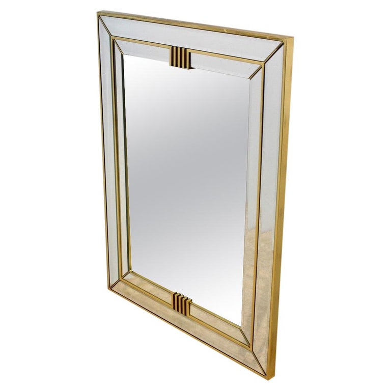 Elegant Brass Graphical Mirror by Deknudt Belgium at 1stDibs