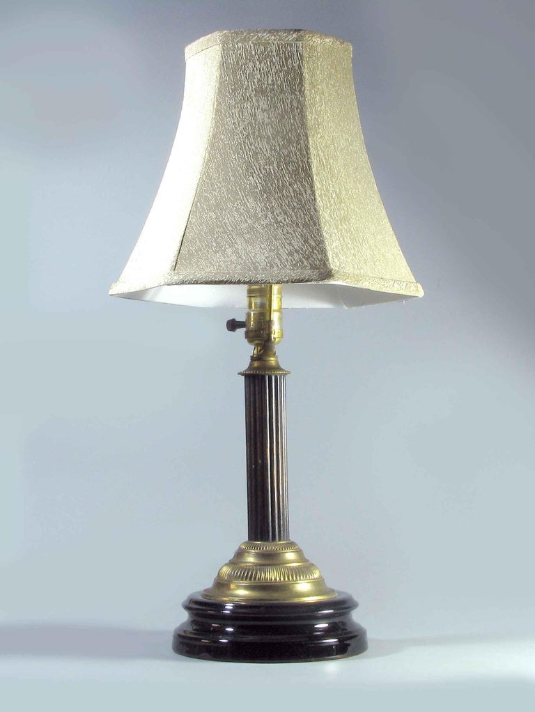Elegant Brass and Wood Table Lamp by Chilo, circa 1950 For Sale at 1stDibs
