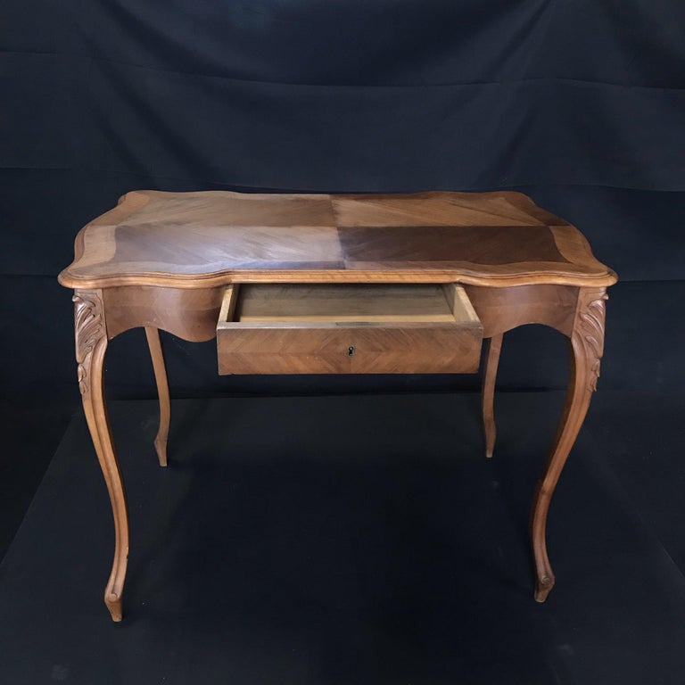 Elegant Carved Walnut French Louis XV Antique Writing Desk at 1stDibs