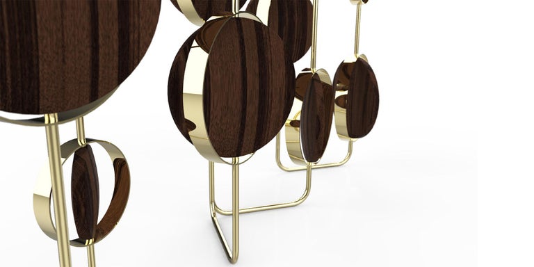 Elegant Console Table, Modern Style, Circle Brass Legs, Walnut Top For ...