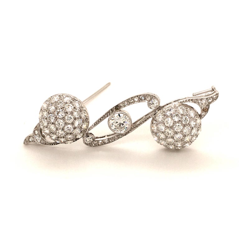 Elegant Diamond Brooch in Platinum 950 For Sale at 1stDibs