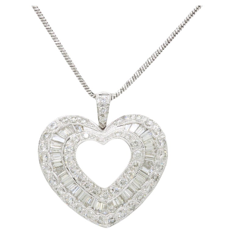 Elegant Diamond Heart Necklace Made with 1.50CTW of Diamonds For Sale ...
