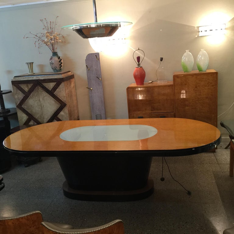 Elegant Dining Table Art Deco 1930 with Light for 8 or 10 People For ...