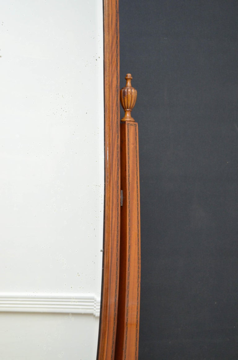 Elegant Edwardian Inlaid Satinwood Cheval Mirror For Sale at 1stDibs ...