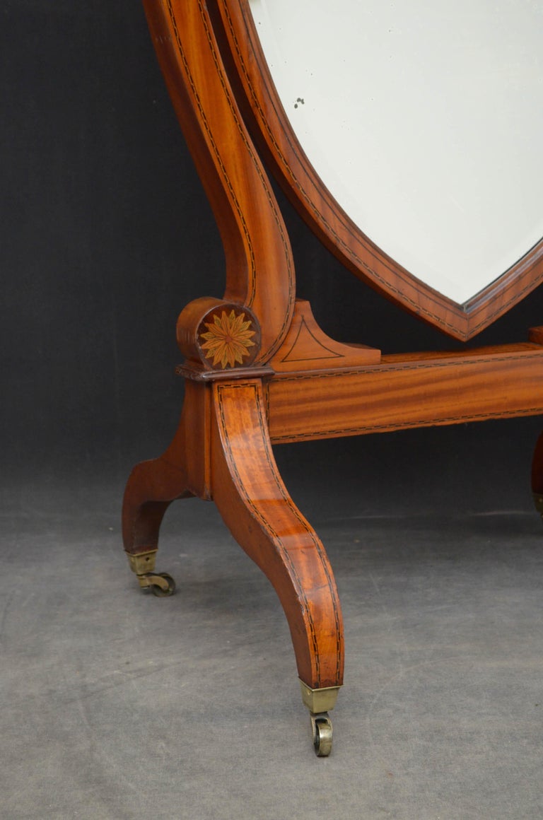 Elegant Edwardian Inlaid Satinwood Cheval Mirror For Sale at 1stDibs ...
