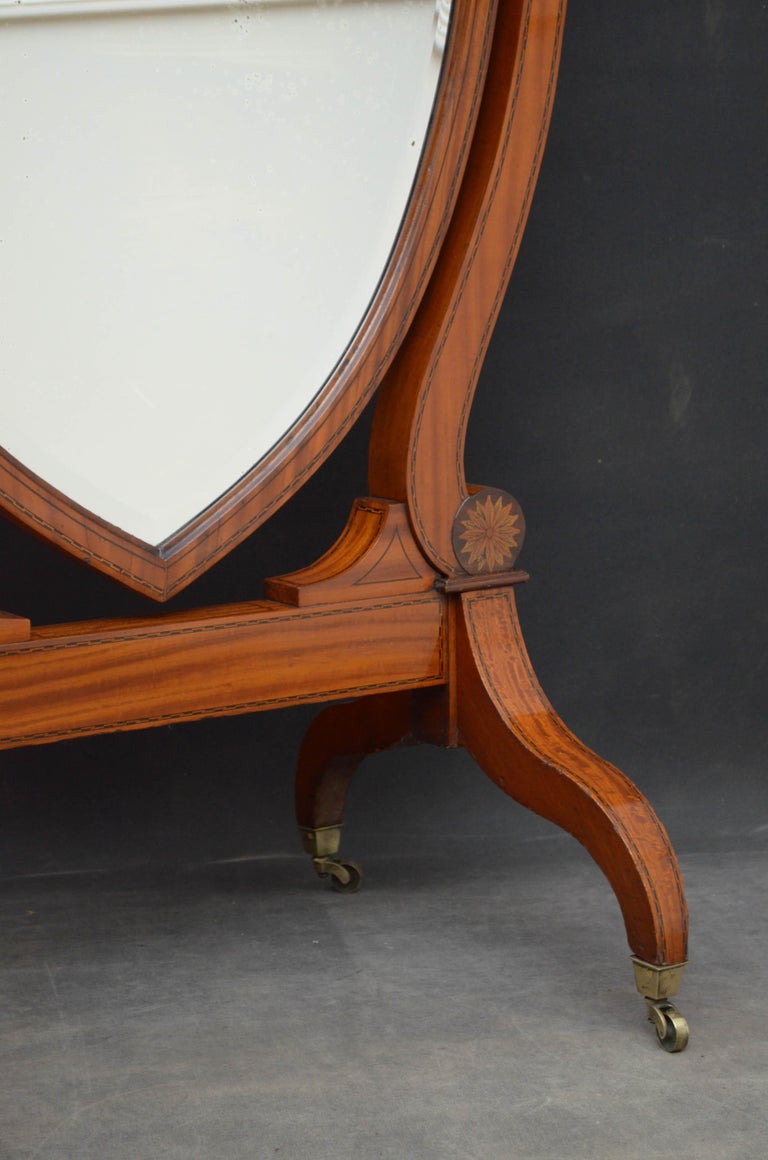 Elegant Edwardian Inlaid Satinwood Cheval Mirror For Sale at 1stDibs ...