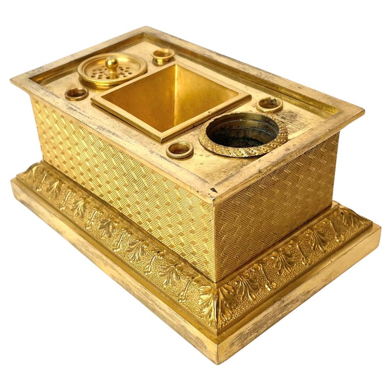Elegant Empire Inkwell with Original Gilding, Early 19th Century For ...